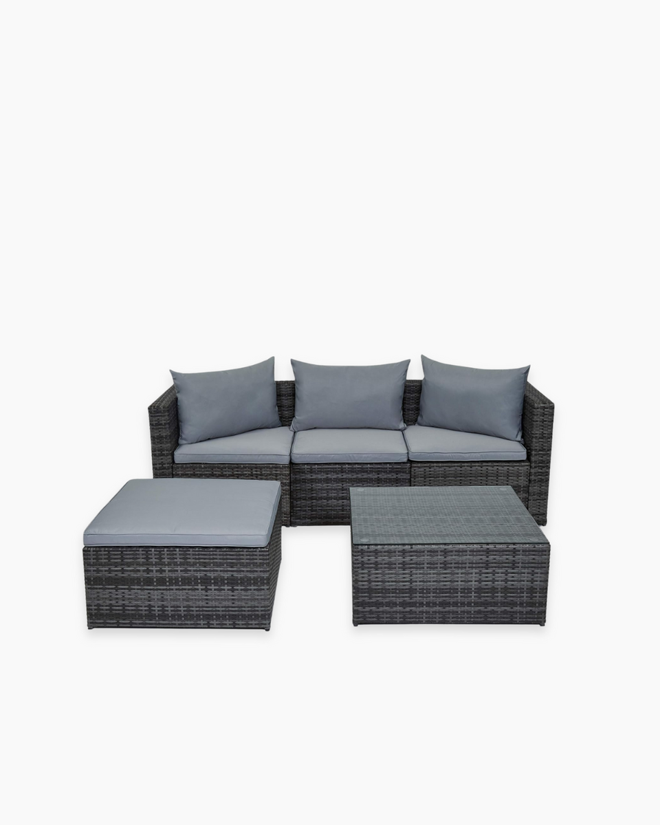 Malaga 4 Seat Rattan Furniture Set, Grey – Evre Limited