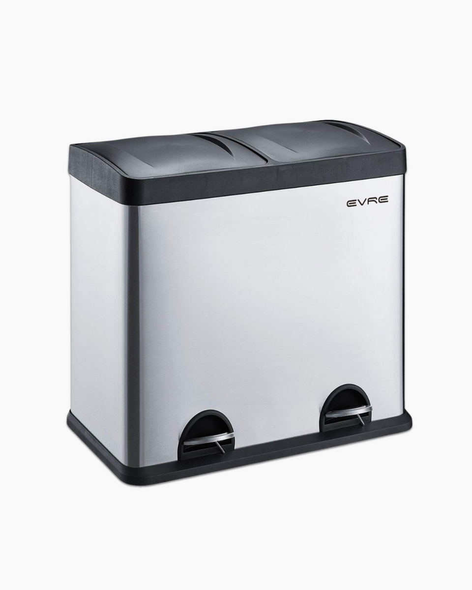 48L Double Kitchen Bin, Silver